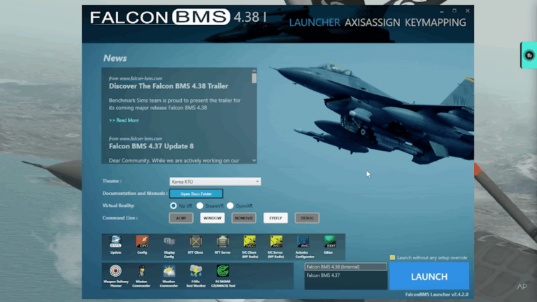 Beginners Guide Falcon BMS 4.38 in VR How to Launch in VR. - Lets Fly VFR
